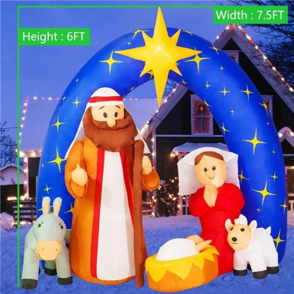 Holiday | Christmas Inflatable Nativity Scene Outdoor 75ft W Inflatable ...